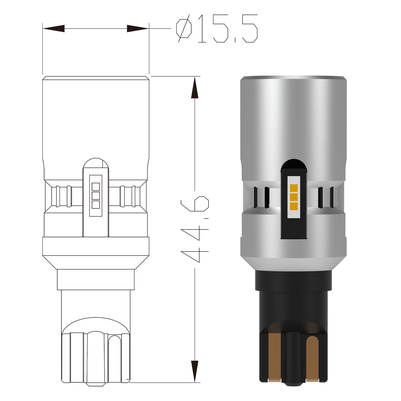 High POWER LED Bulb W16W Amber (2PCS)
